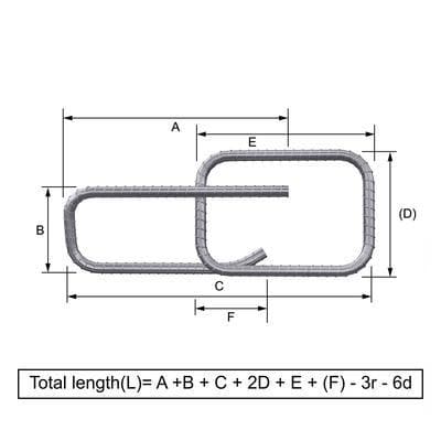 Custom Cut & Bent Rebar - Shape Code 64 - Akman Steel